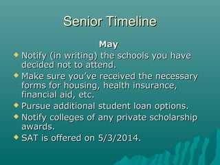 Senior timeline.ppt pam skiles | PPT | Student Financial Aid ...