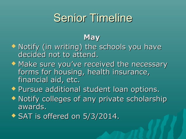 Senior timeline.ppt pam skiles | PPT | Student Financial Aid ...