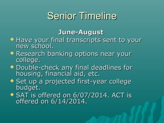 Senior timeline.ppt pam skiles | PPT | Student Financial Aid ...