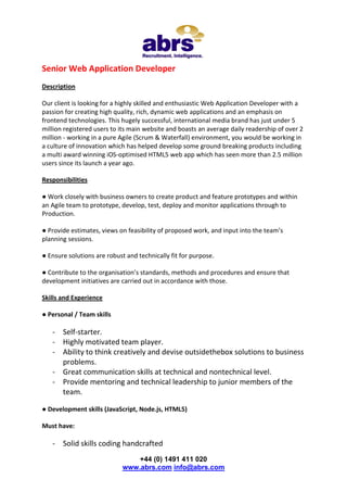 Senior Web Application Developer | PDF