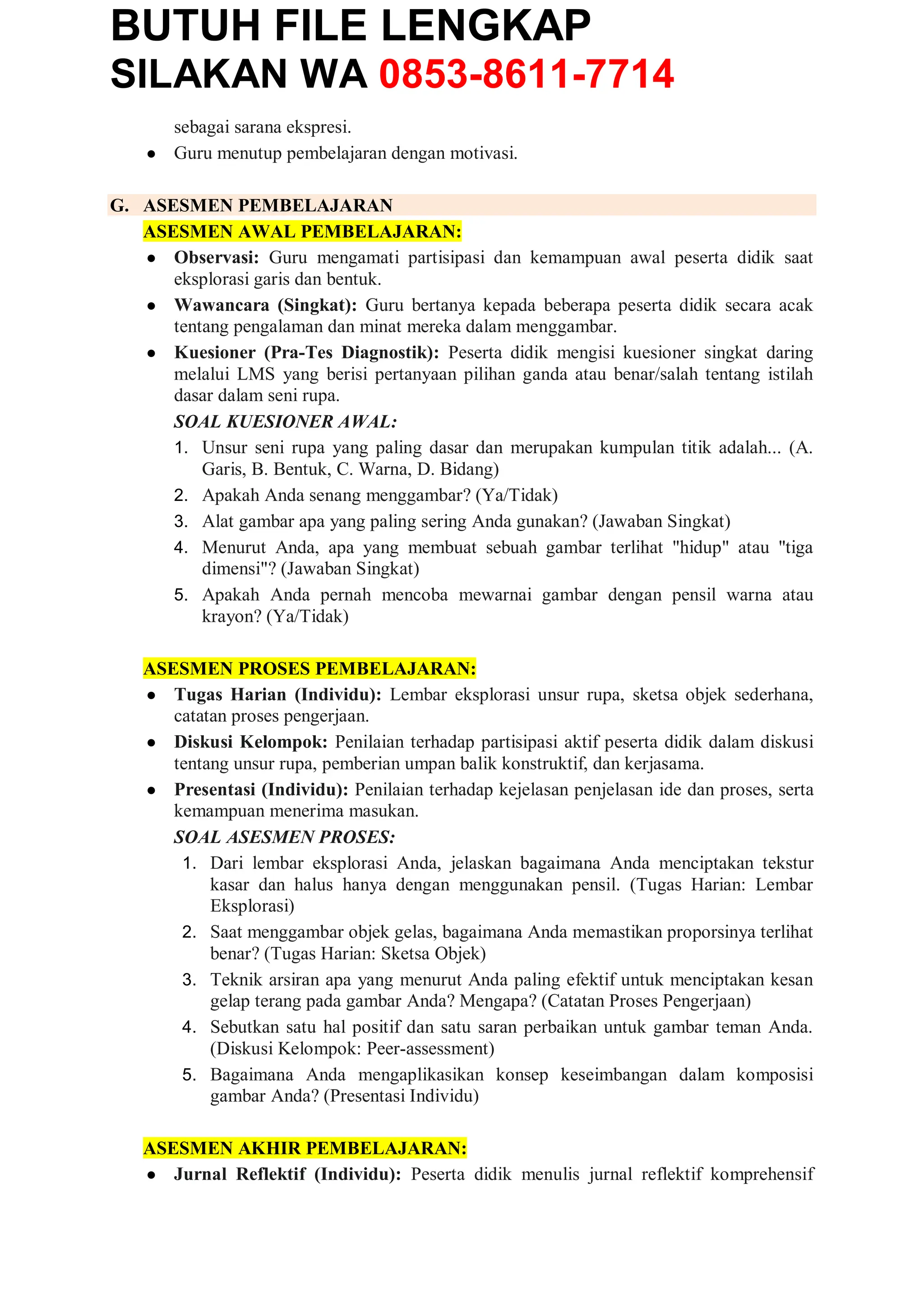 Download Modul Ajar Seni Rupa Kelas 7 Deep Learning Terbaru | PDF