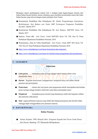 Modul Ajar Seni Teater SMP Kelas 7 Kurikulum Merdeka | DOCX