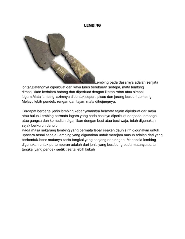 Senjata tradisional melayu | DOCX