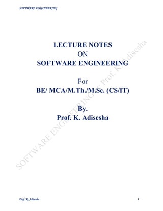 SE notes by k. adisesha | PDF