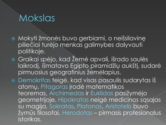 Senovės graikijos kultūros palikimas ir įtaka europai | PPTX