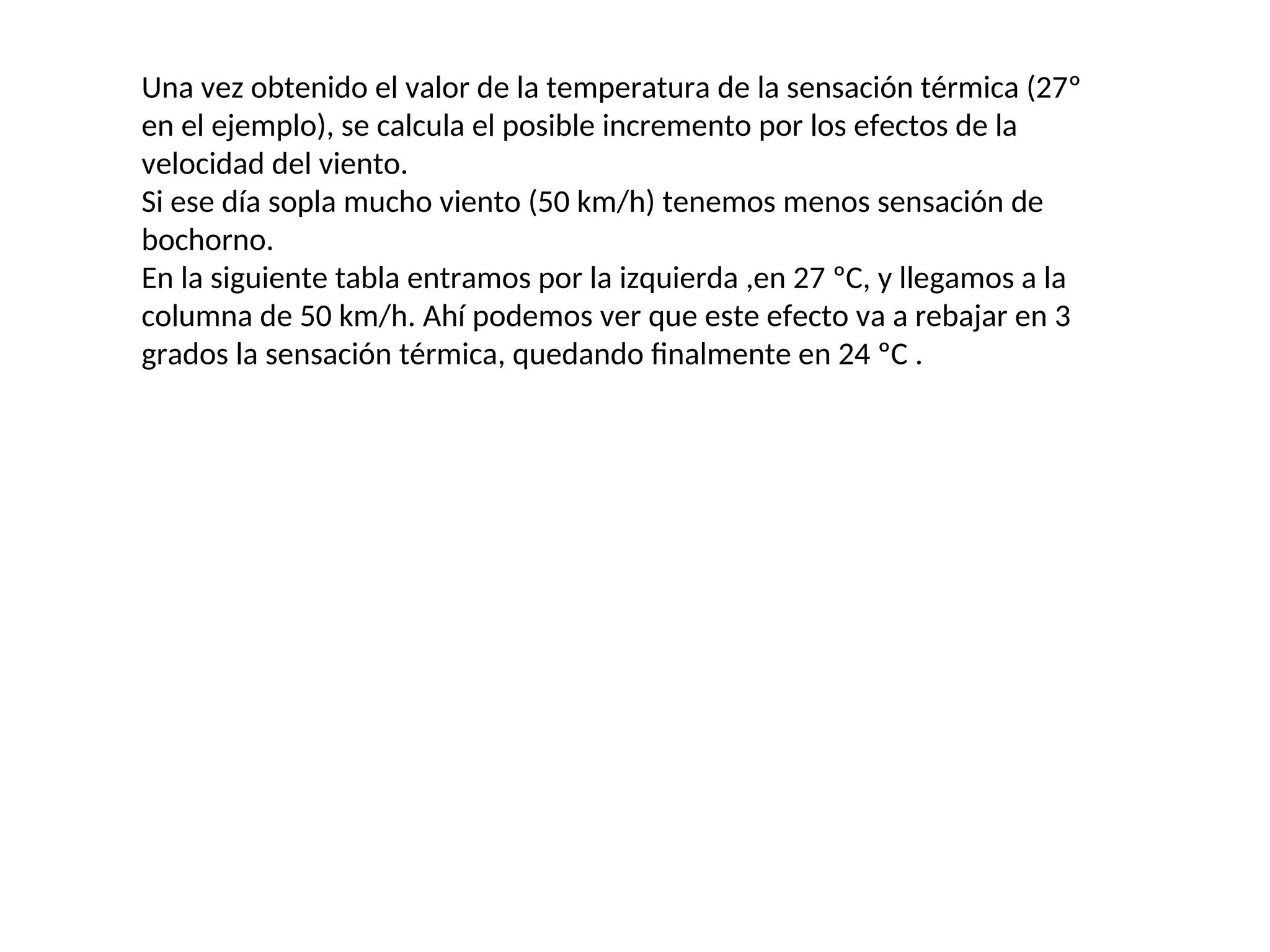 Tablas de sensacion termica en el medio ambiente | PPT