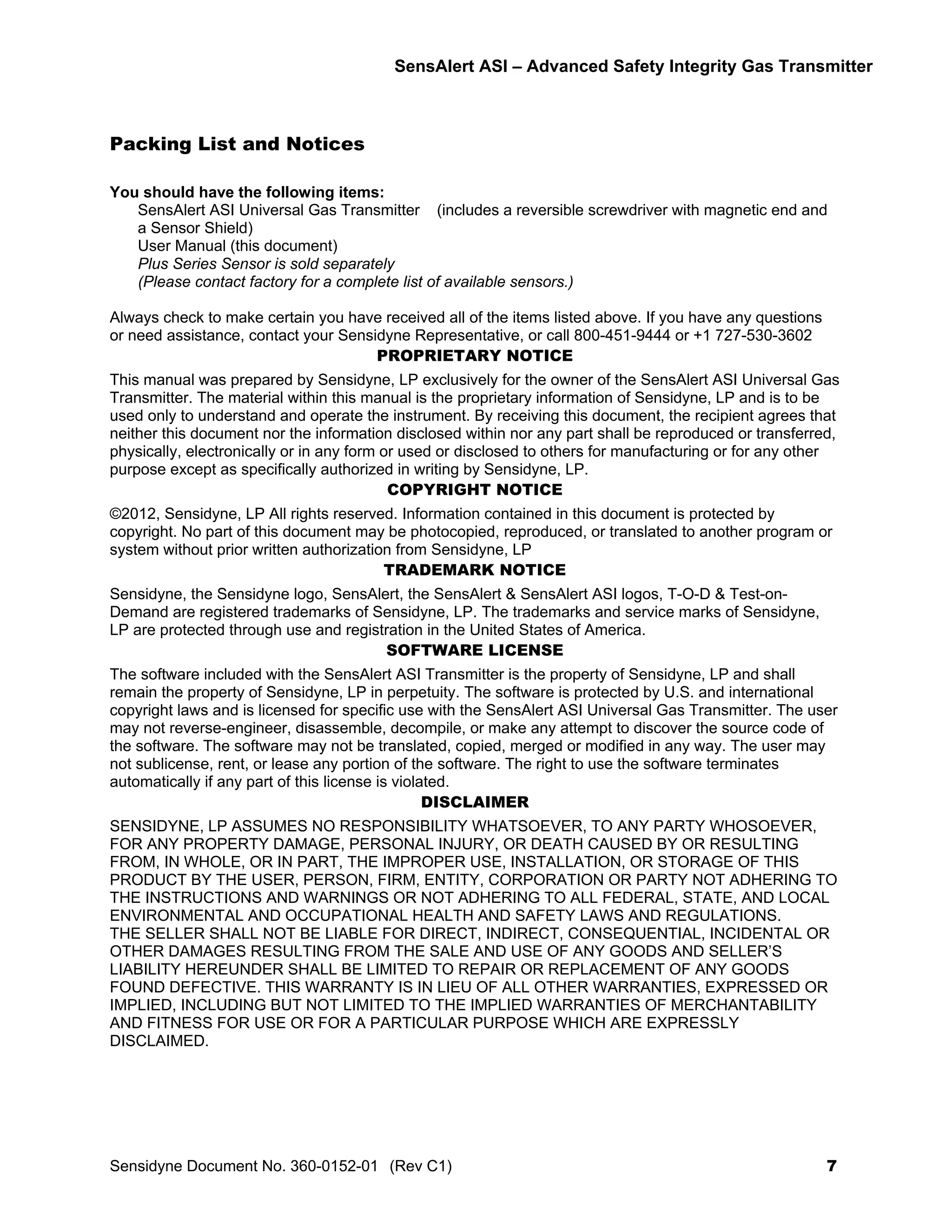 SensAlert ASI Advanced Safety Integrity Gas Transmitter | PDF