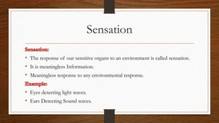 Sensation:Perception:Transduction:Adoptation And List of Psychological ...
