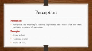 Sensation:Perception:Transduction:Adoptation And List of Psychological ...