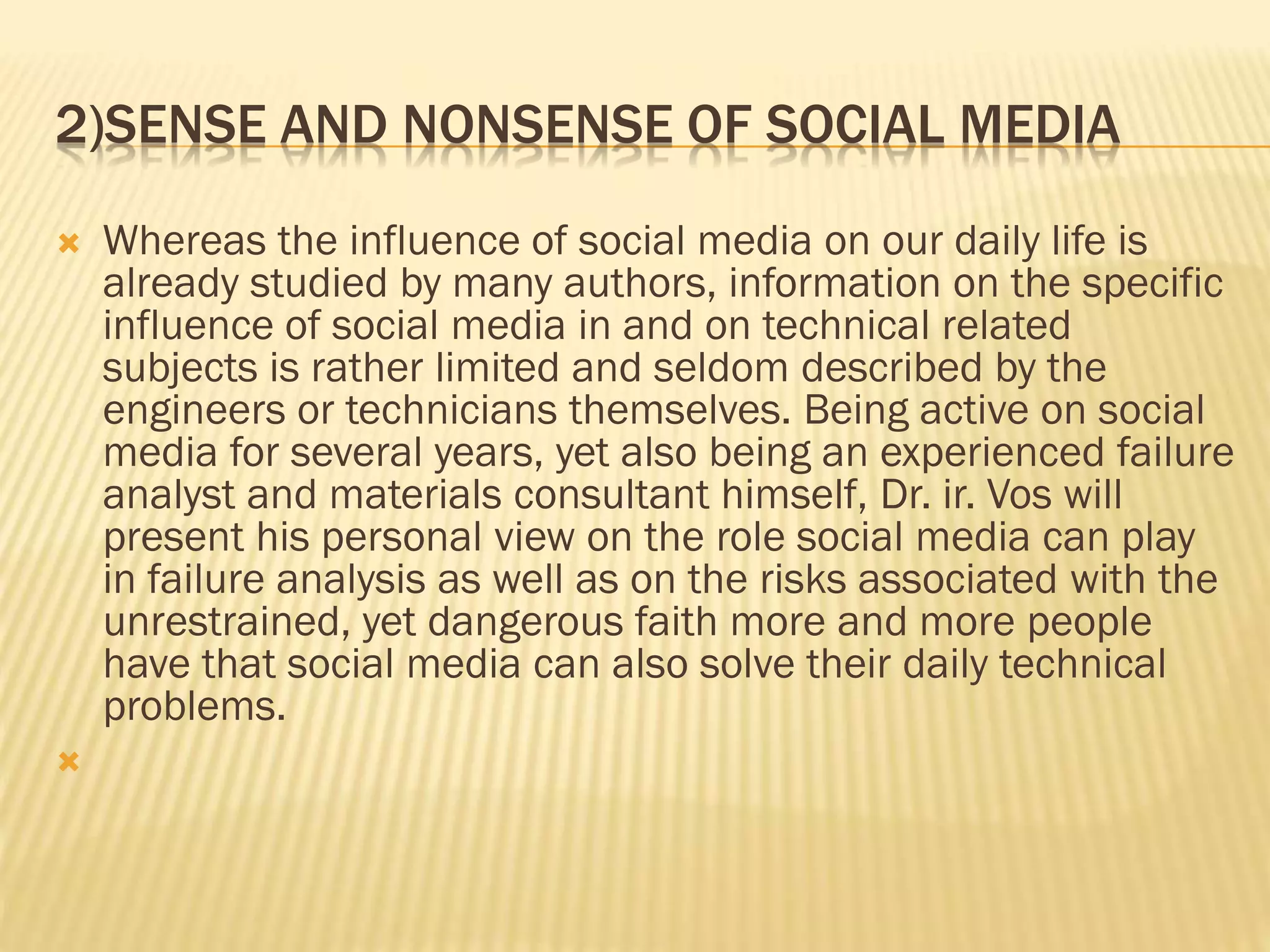 Sense and nonsense of social media | PPT