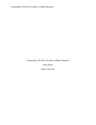 Sensemaking: The Role Of Leaders In Higher Education | DOCX
