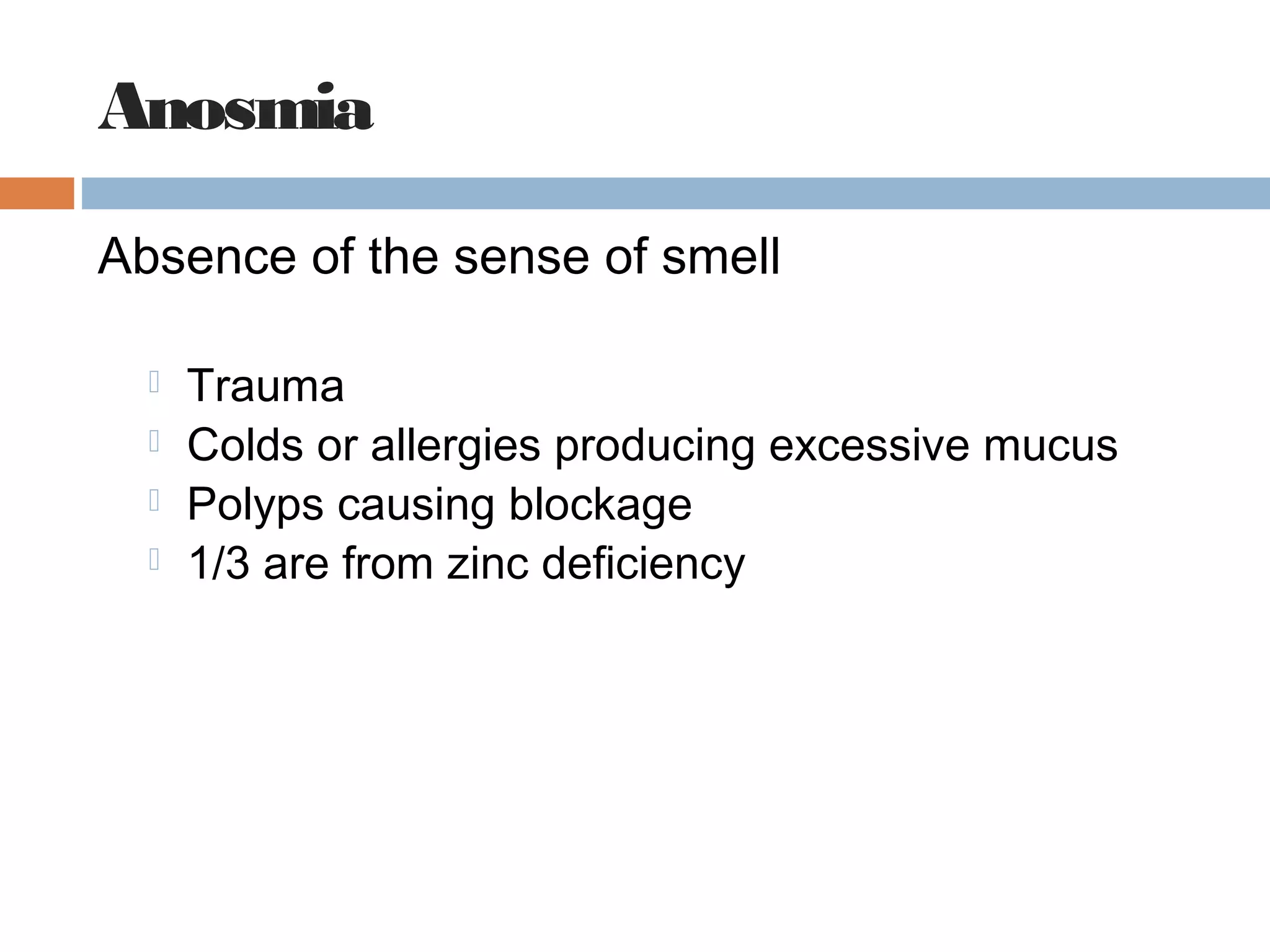 Sense of smell | PPT | Ear, Nose and Throat Conditions | Diseases and ...