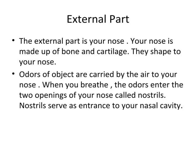 Sense of smell(nose.ppt grade 3) | PPT | Ear, Nose and Throat ...