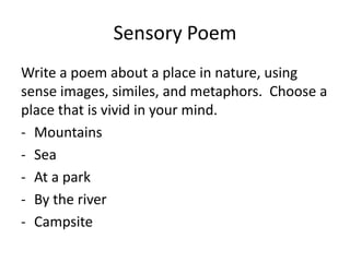 Sense poem | PPTX | Poetry | Books and Literature