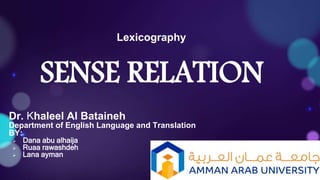 Sense relation | PPTX