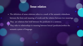Sense relation | PPTX