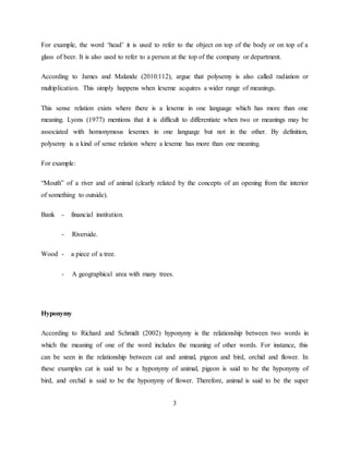 Sense relations (linguistics) | DOCX