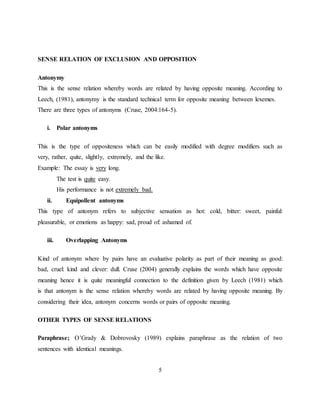 Sense relations (linguistics) | DOCX