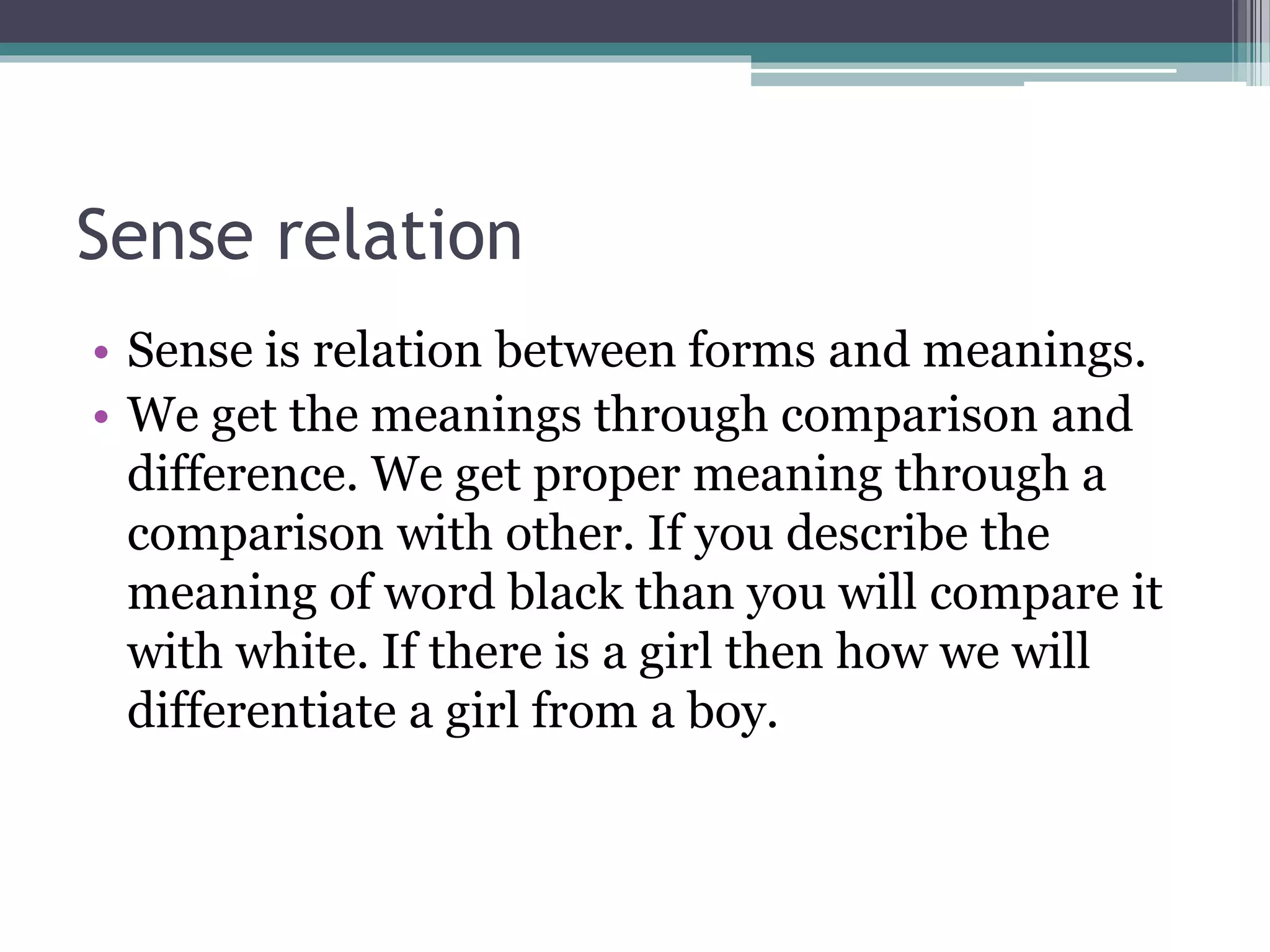 Sense Relations | PPTX