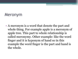 Sense Relations | PPTX