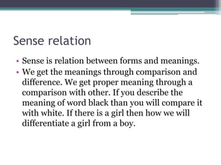 Sense Relations | PPTX