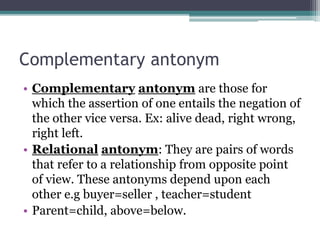 Sense Relations | PPTX