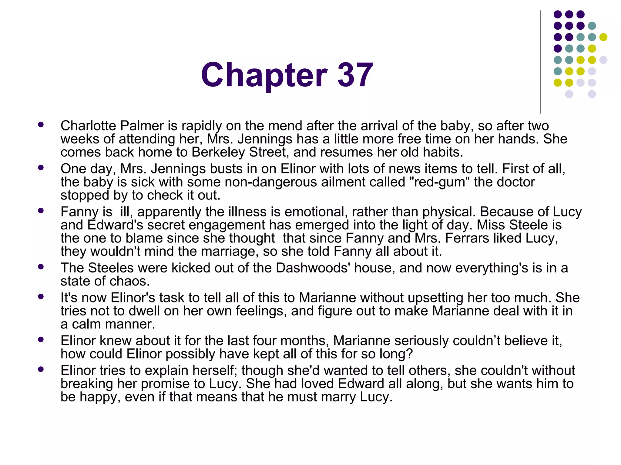 Chapters XXXVI- XL- Sense and Sensibility | PPT