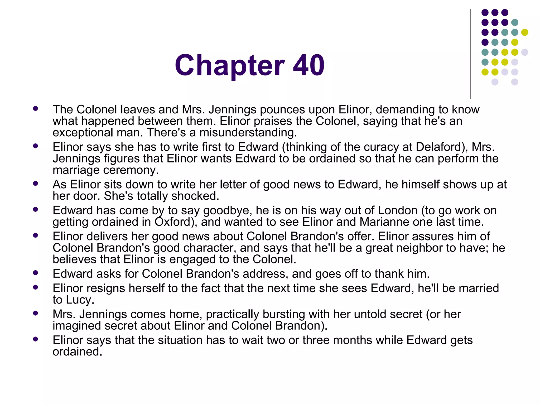 Chapters XXXVI- XL- Sense and Sensibility | PPT
