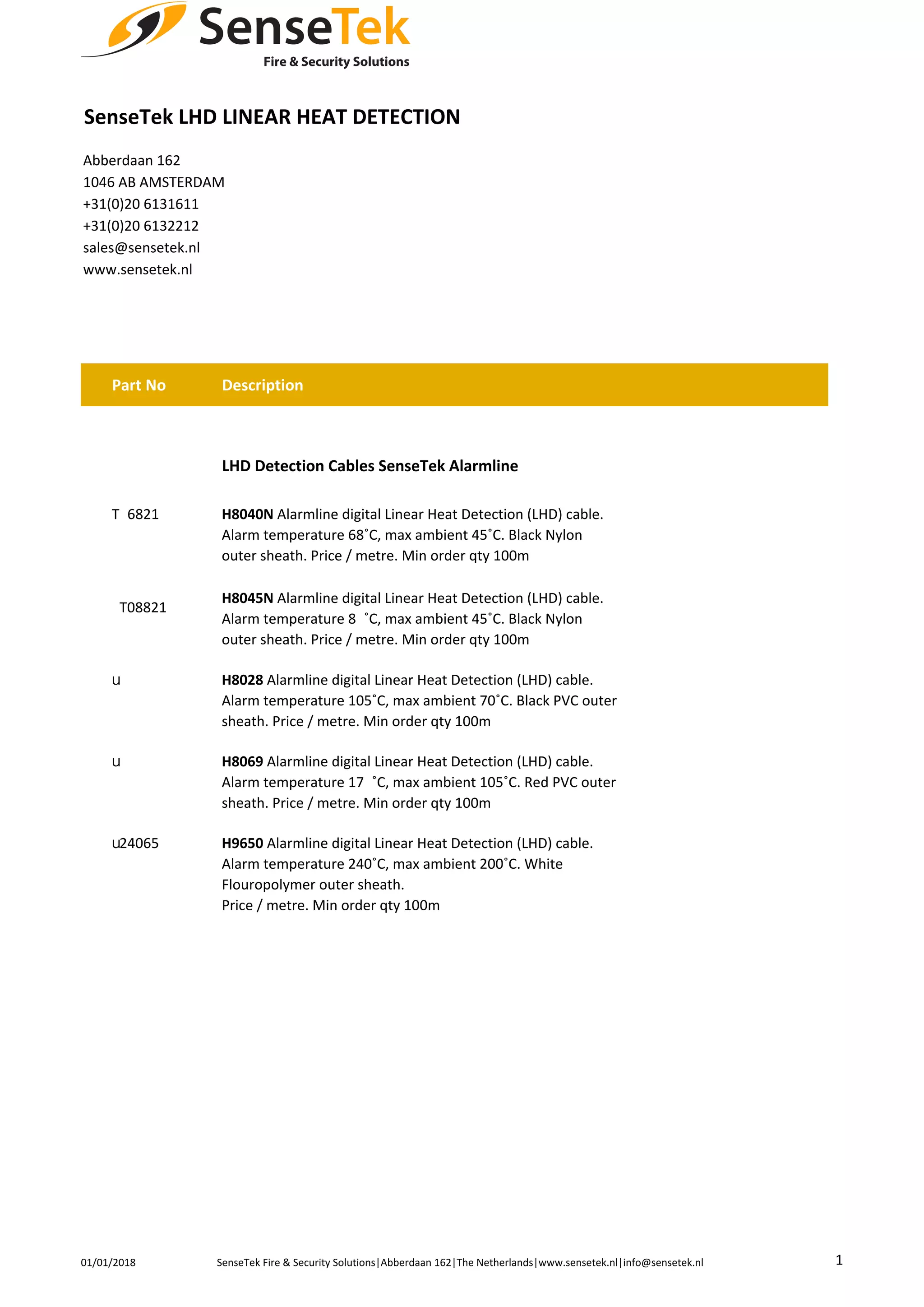 SenseTek Alarmline LHD kabel | PDF