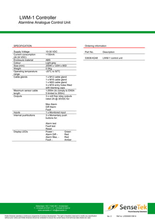 SenseTek Alarmline lwm 1 datasheet | PDF