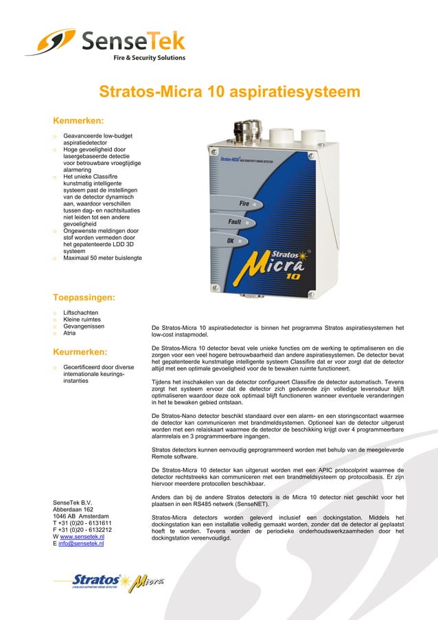 SenseTek datasheet NL Stratos micra 10 | PDF