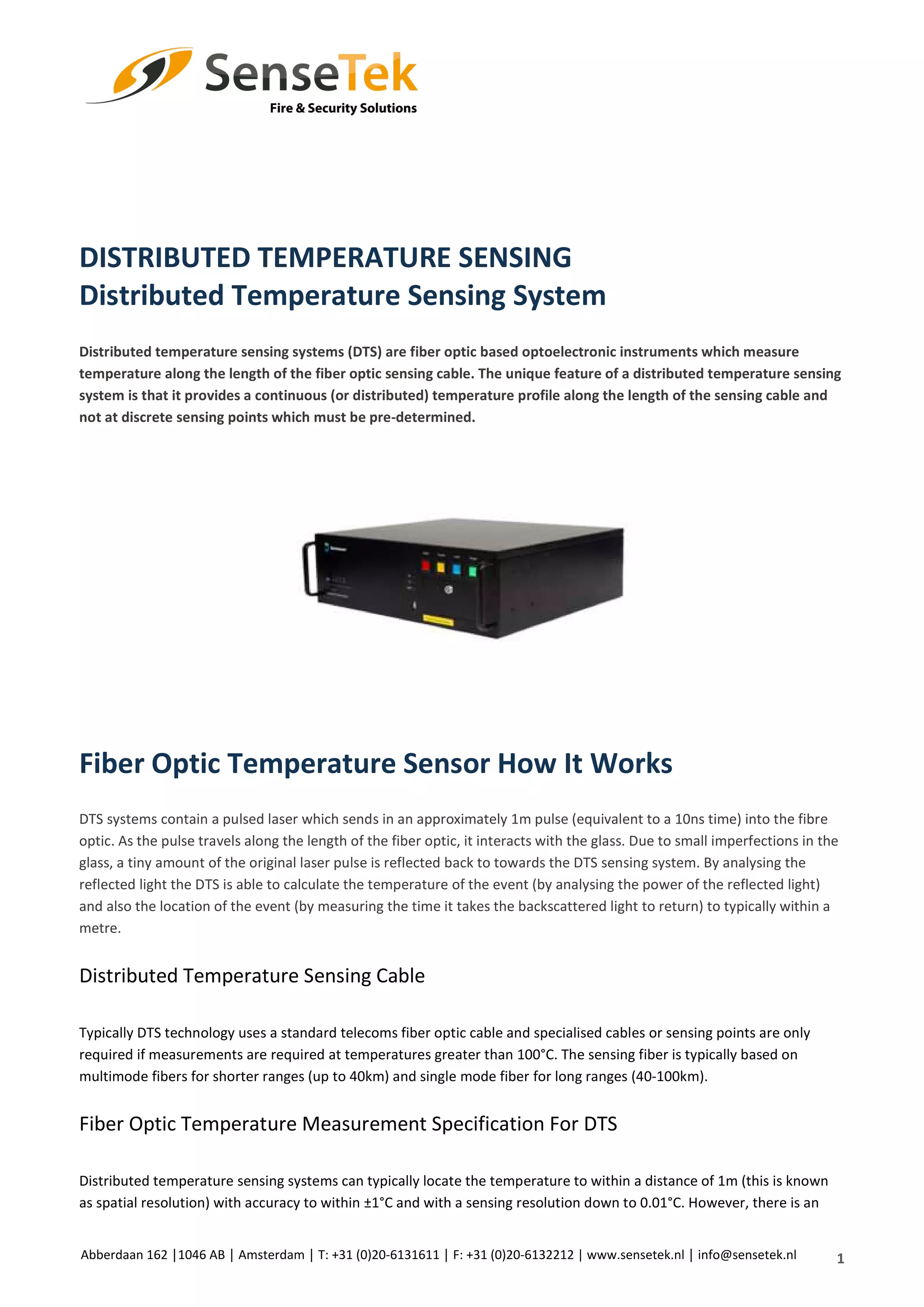 SenseTek DTS Distributed Temperature Sensing Bandweaver EN54-22 | PDF