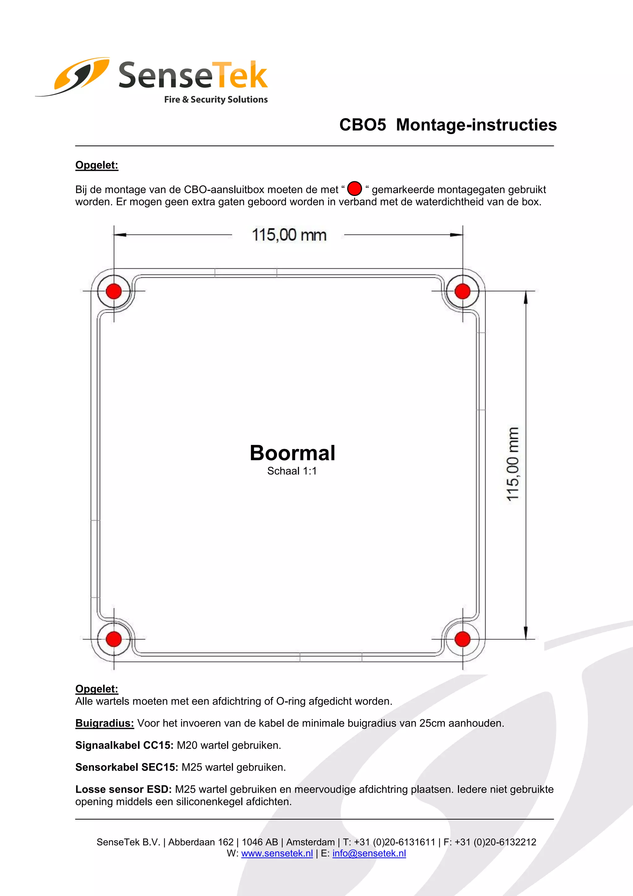 SenseTek List Sensorkabel CBO box montage | PDF