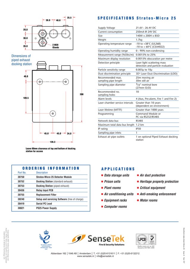 SenseTek Stratos Micra 25 datasheet | PDF