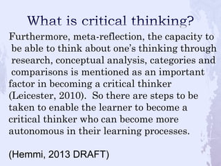 Scaffolding critical thinking skills in CLIL classes - by Chantal Hemmi | PDF