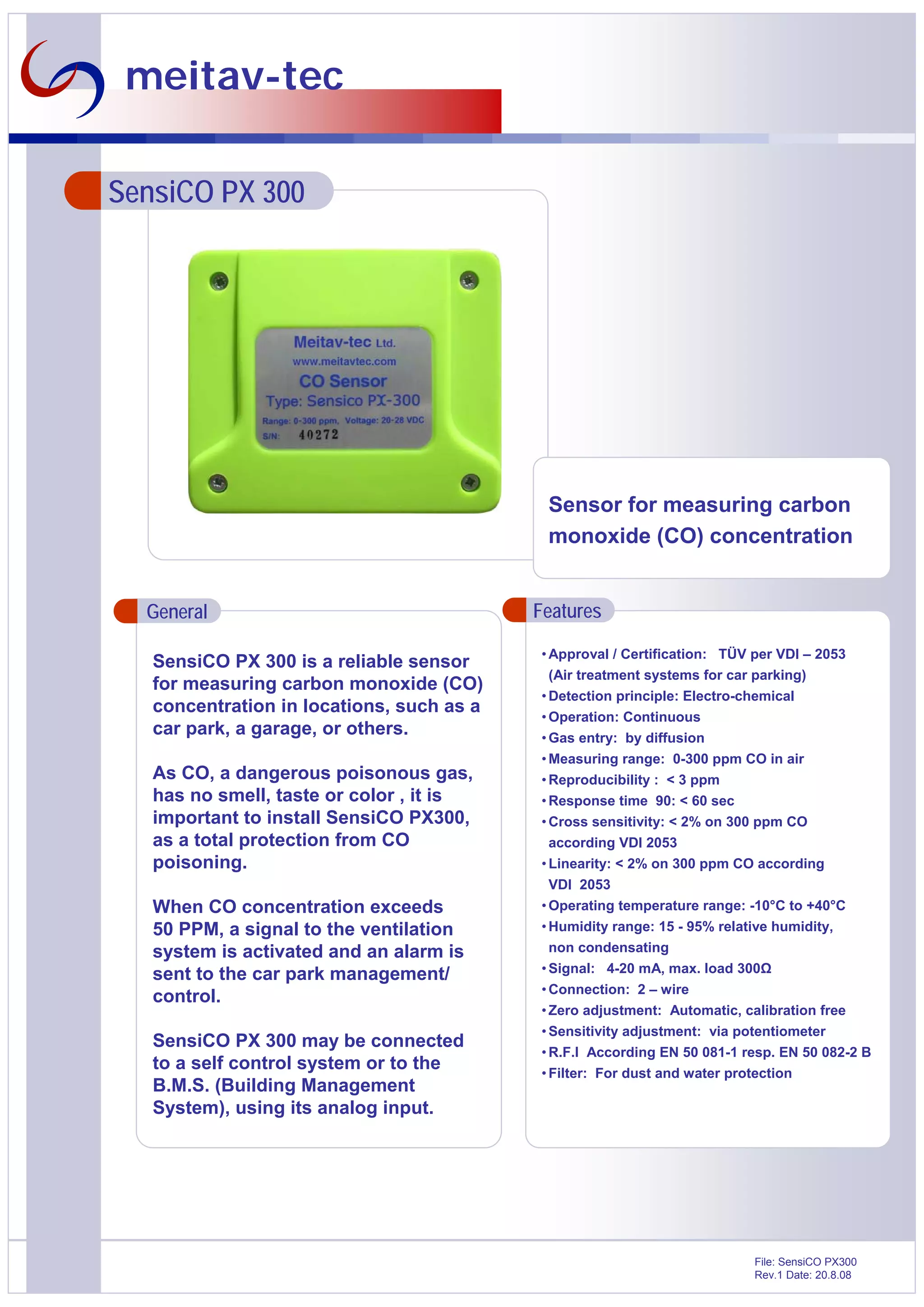 Duyar Elemanlar Sensi co px300-co-sensor | PDF