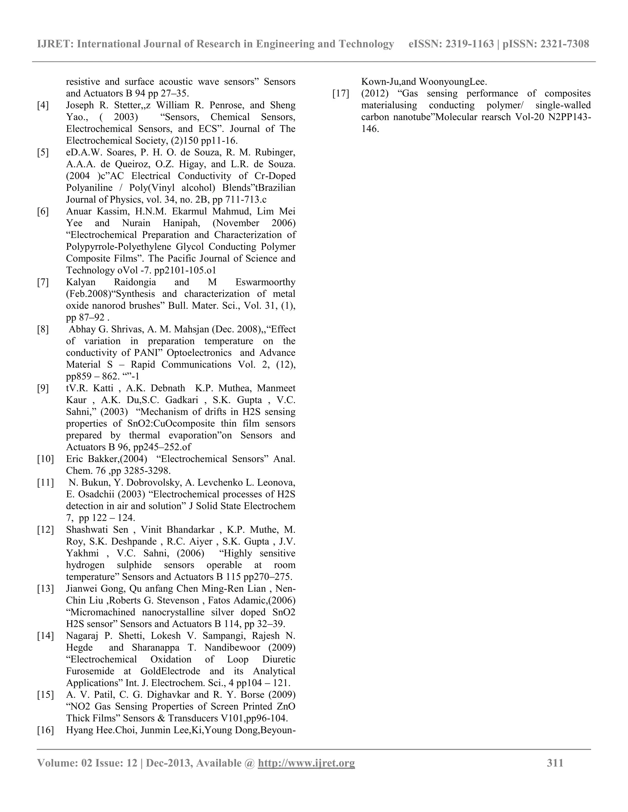 Sensing properties of mno2 doped polyaniline | PDF