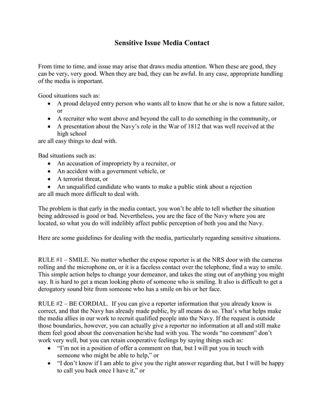 Sensitive issues | PDF