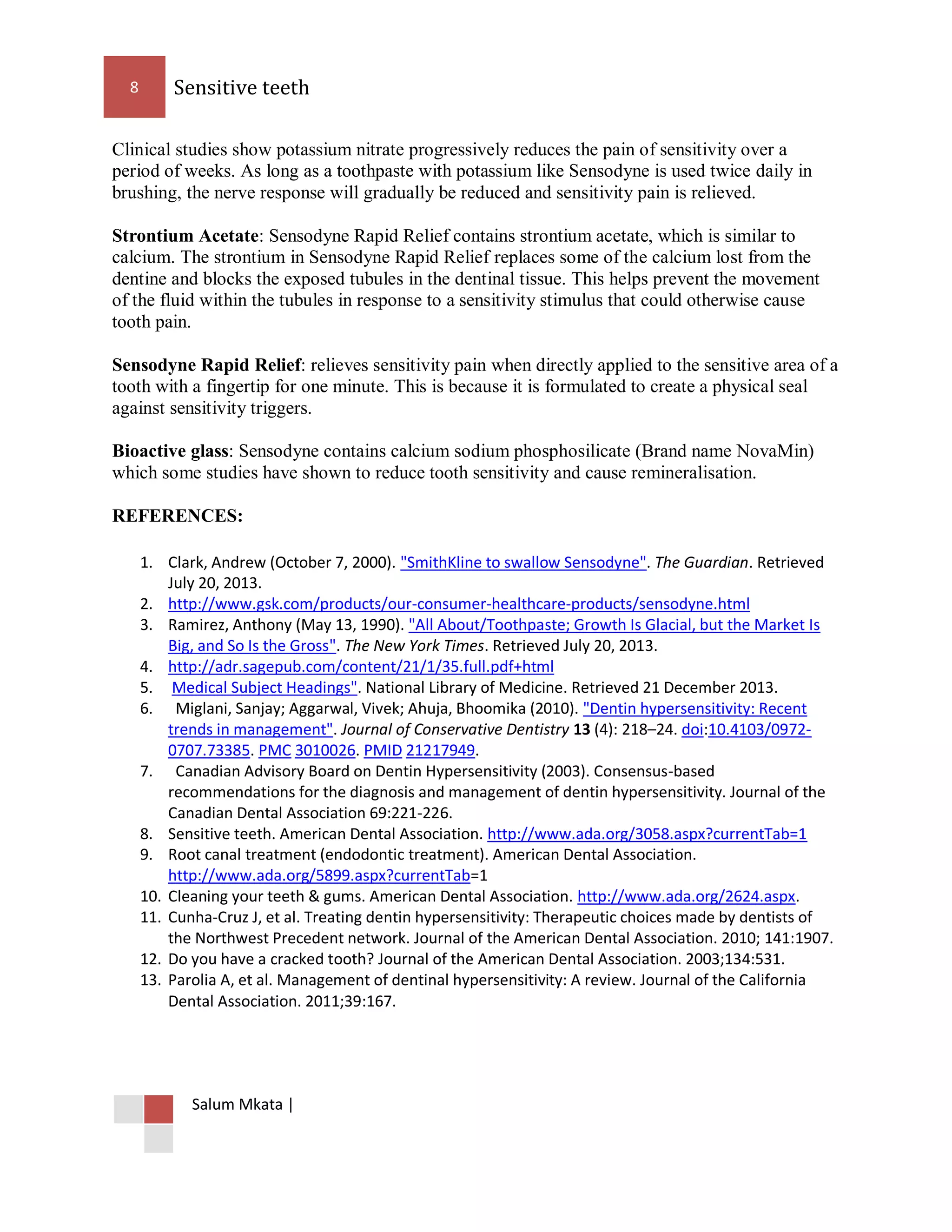 Sensitive teeth | PDF