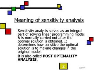 Sensitivity Analysis | PPT