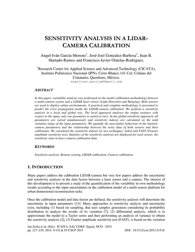 Sensitivity analysis in a lidar camera calibration | PDF | 3-D Graphics ...