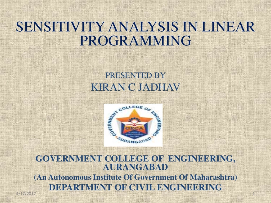 Sensitivity Analysis Linear Programming Copy