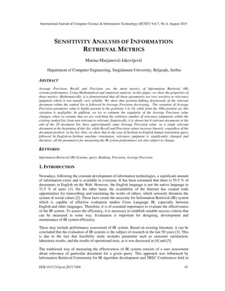 SENSITIVITY ANALYSIS OF INFORMATION RETRIEVAL METRICS | PDF | Search | Internet