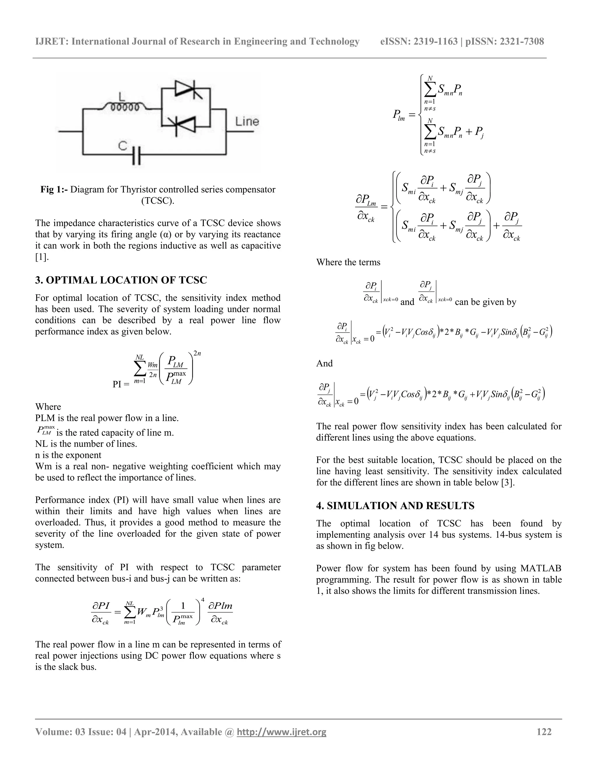 Sensitivity based optimal location of tcsc for improvement of power system security | PDF ...