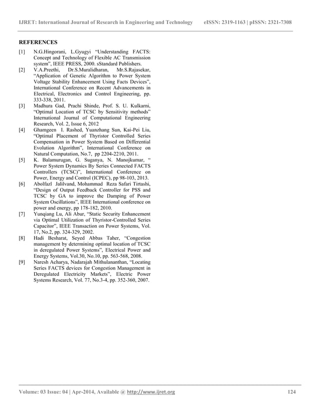 Sensitivity Based Optimal Location Of Tcsc For Improvement Of Power