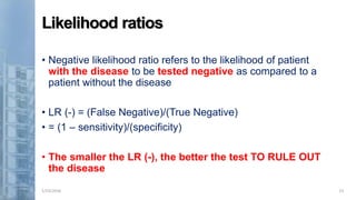 Sensitivity, specificity and likelihood ratios | PDF