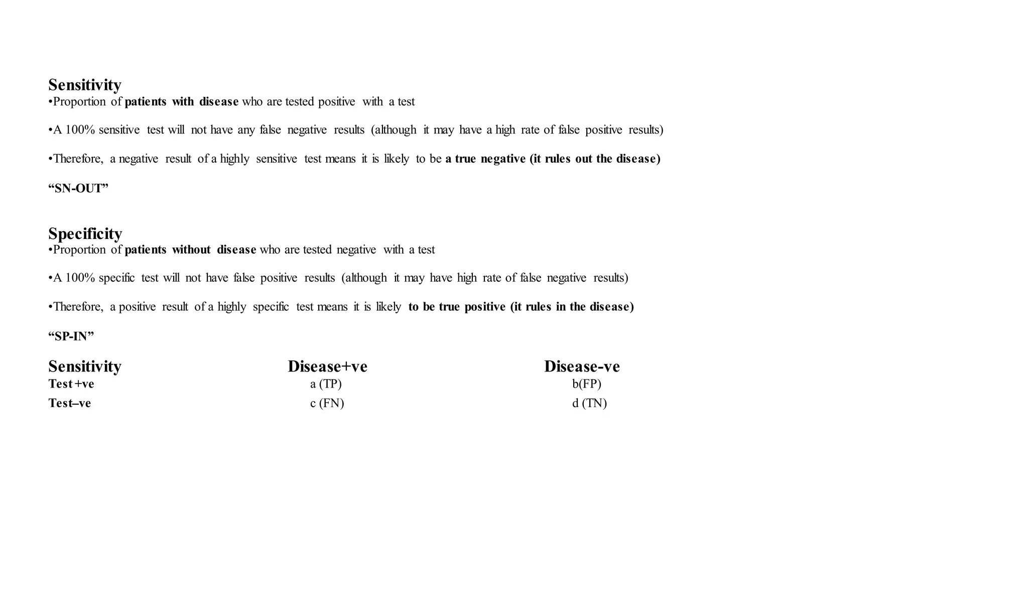 Sensitivity& specificity tests | DOCX