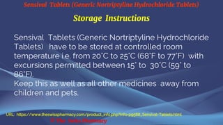 Sensival Tablets (Generic Nortriptyline Hydrochloride Tablets) | PPT