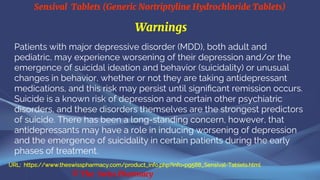 Sensival Tablets (Generic Nortriptyline Hydrochloride Tablets) | PDF