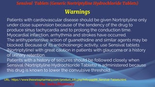 Sensival Tablets (Generic Nortriptyline Hydrochloride Tablets) | PDF